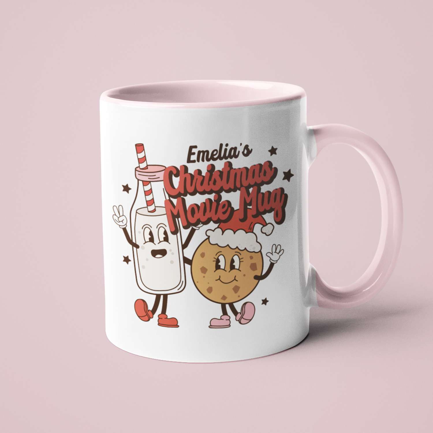 Personalised Retro Christmas Movie Mug Featuring Milk & Cookie - Gift ...