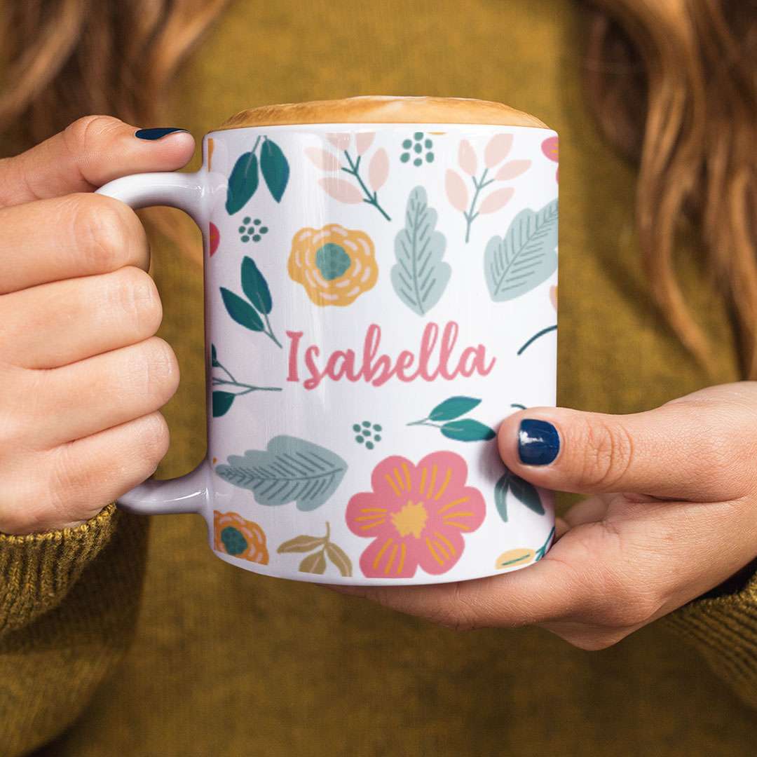 Personalised Floral Flower Garden Mug with any Name or Message - Gift ...