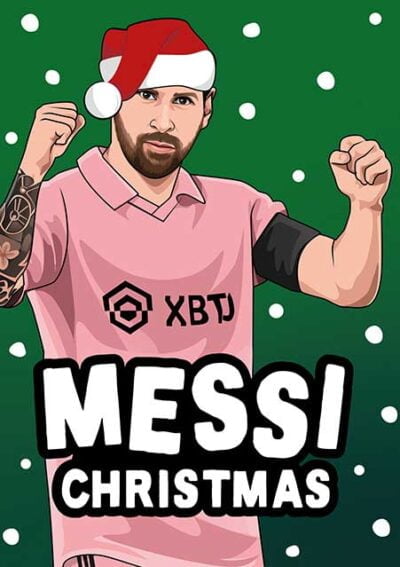 Lionel Messi Miami FC Funny Christmas Card - Gift Delivery UK
