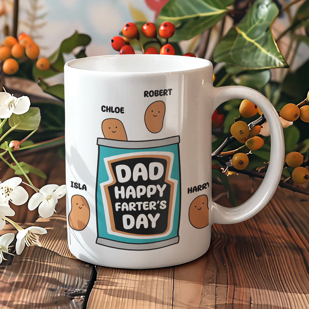 Personalised Happy Farter's Day Funny Bean Mug - Gift Delivery UK