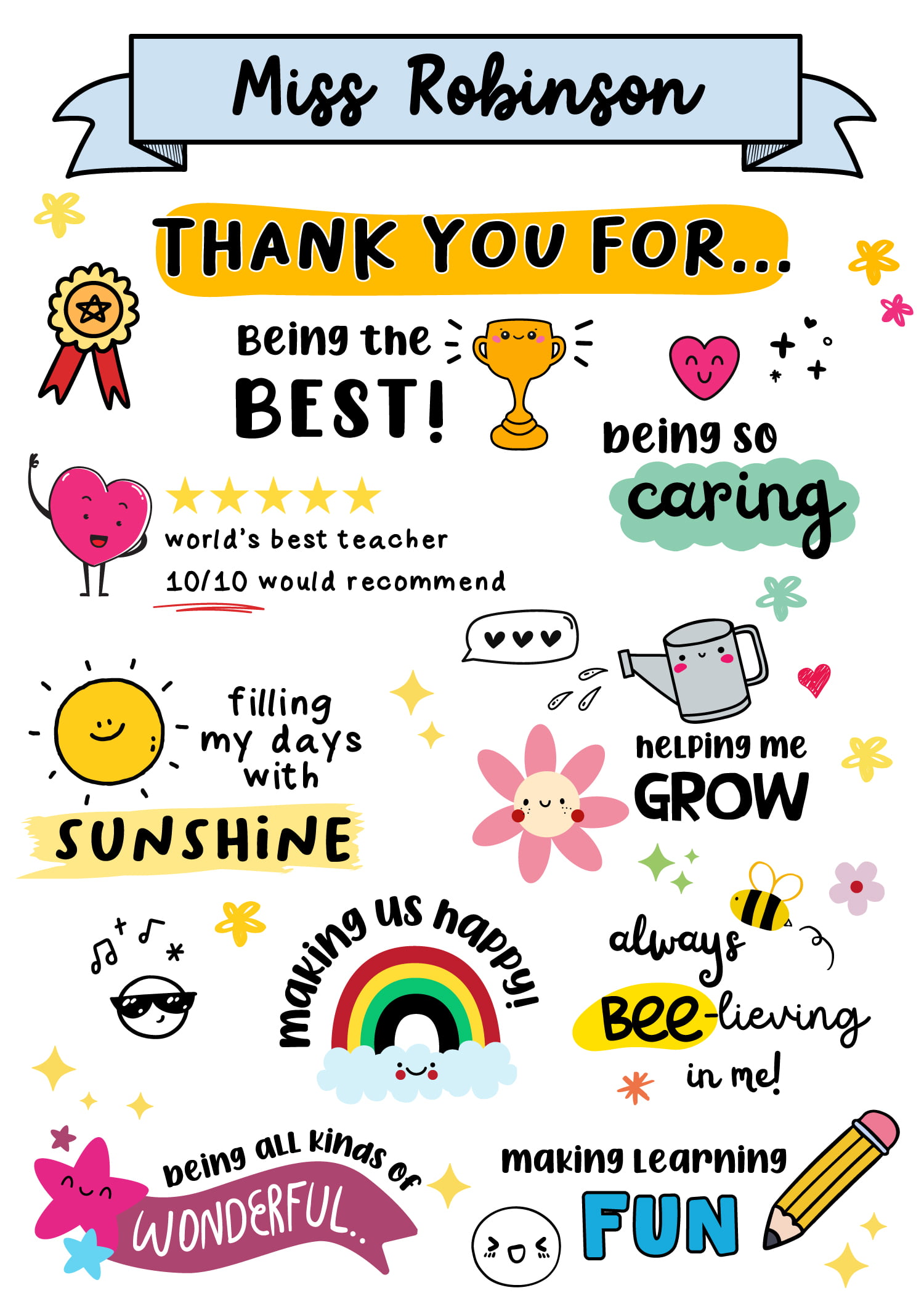 Thank You Teacher Affirmation Card - Gift Delivery UK