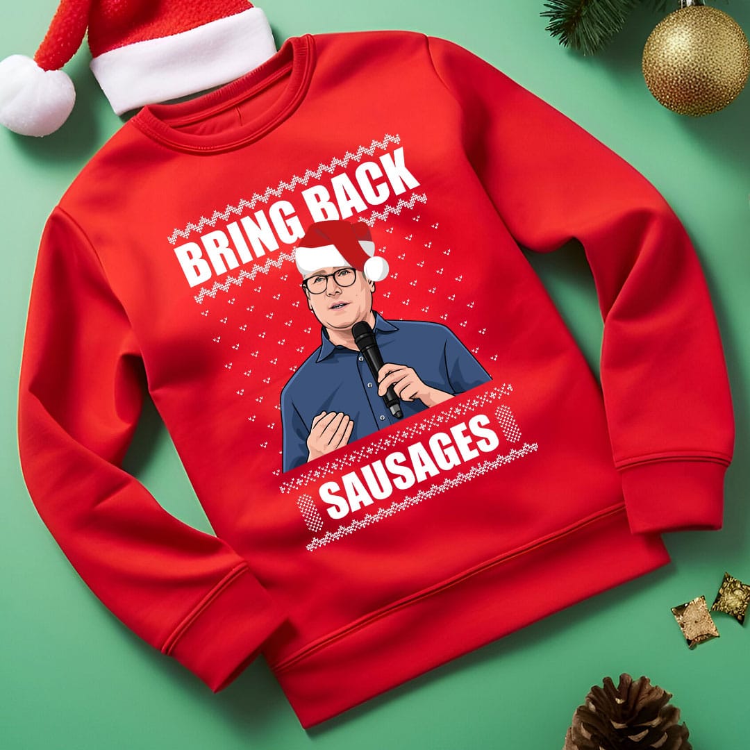 Keir Starmer Bring Back Sausages Funny Christmas Jumper - Gift Delivery UK