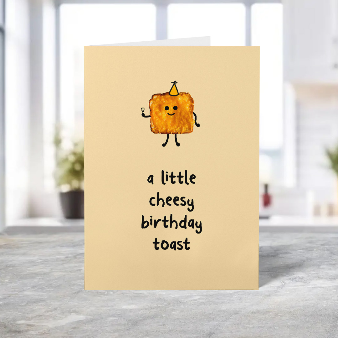A Little Cheesy Birthday Toast Funny Illustrated Birthday Card - Gift ...